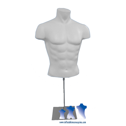 Hard Plastic Male Fullround Torso, White, w/ Hanging Loop